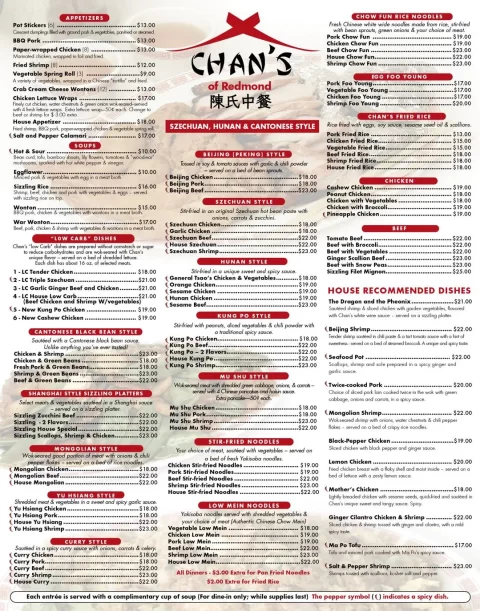 Chan's chinese restaurant - Chinese Restaurant｜Online Order｜Remond｜Oregon